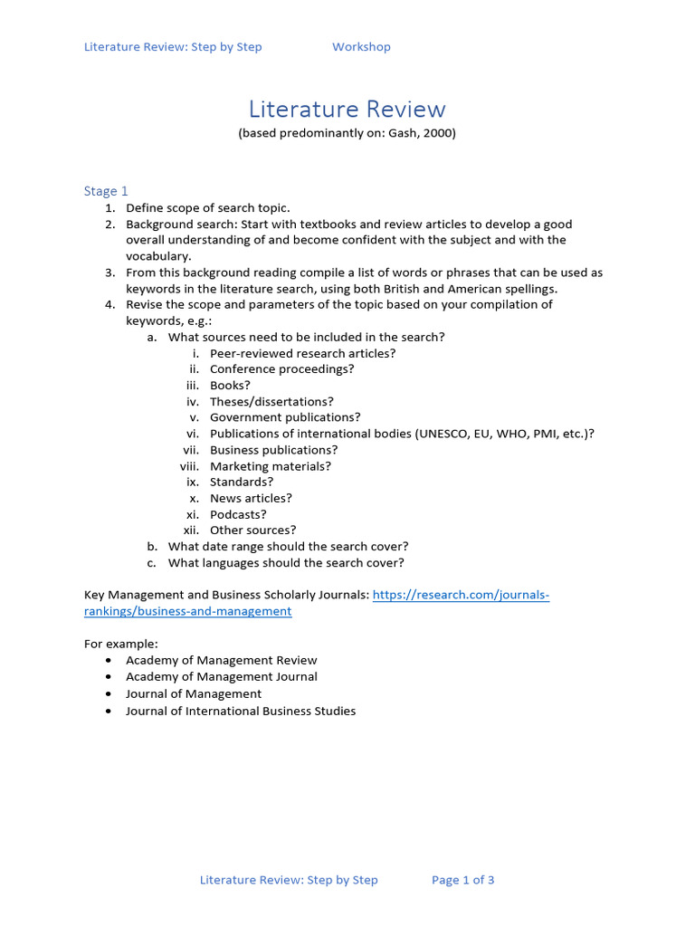 Step by Step Literature Review | PDF | Reserved Word | Academic Journal