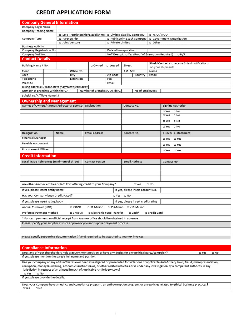 Credit Application Form | PDF | Cheque | Credit