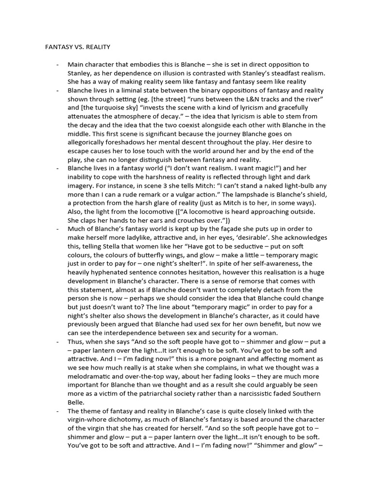 Theme of Fantasy Vs Reality | PDF | Reality