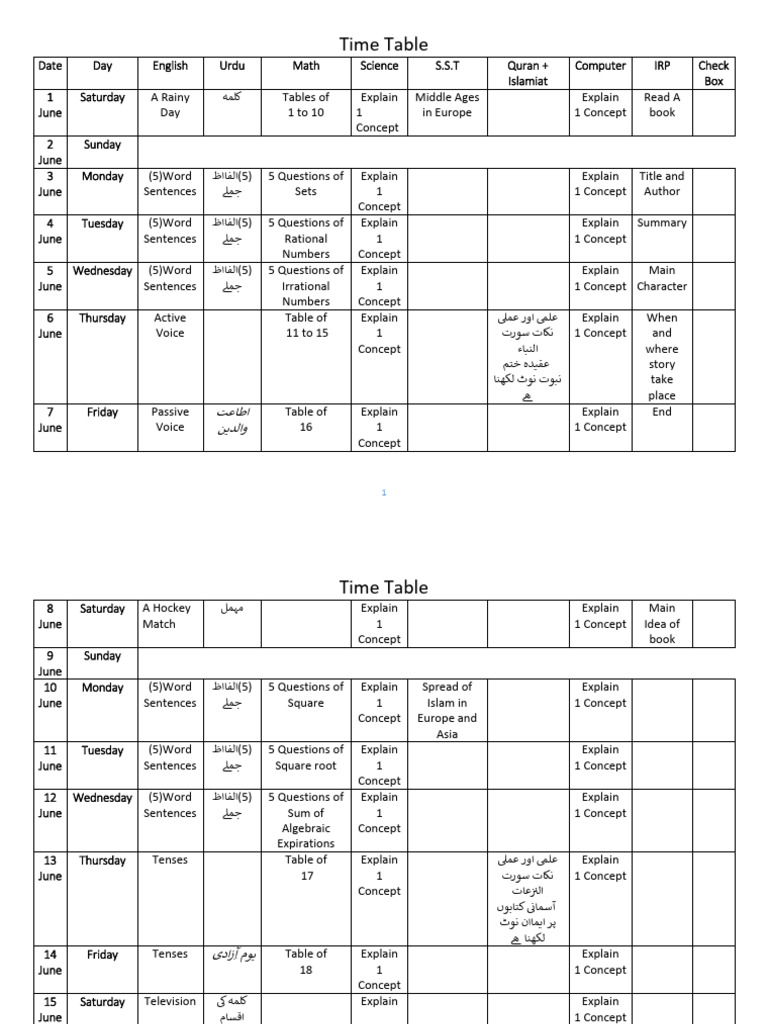 Time Table Final | Download Free PDF | Arithmetic | Mathematics