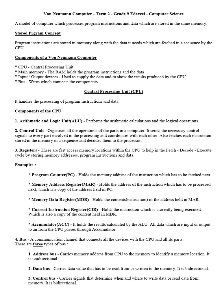 Von Neumann Computer | PDF | Central Processing Unit | Computer Data Storage