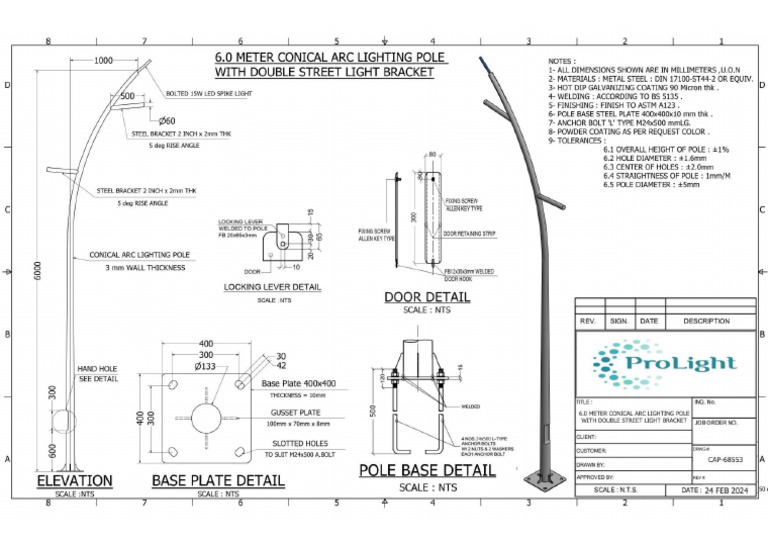 APPROVED - 6M Conical Pole With Double Arm | PDF