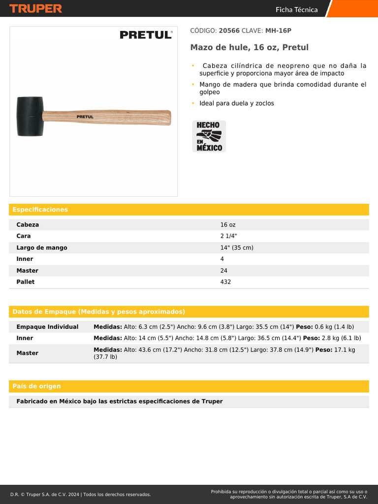 Martillo de Goma de 16 Onzas | PDF