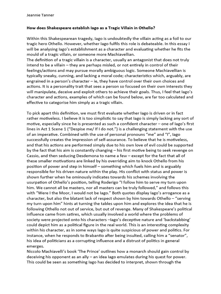 Iago: The Machiavellian Villain in Othello | PDF | Iago | Othello