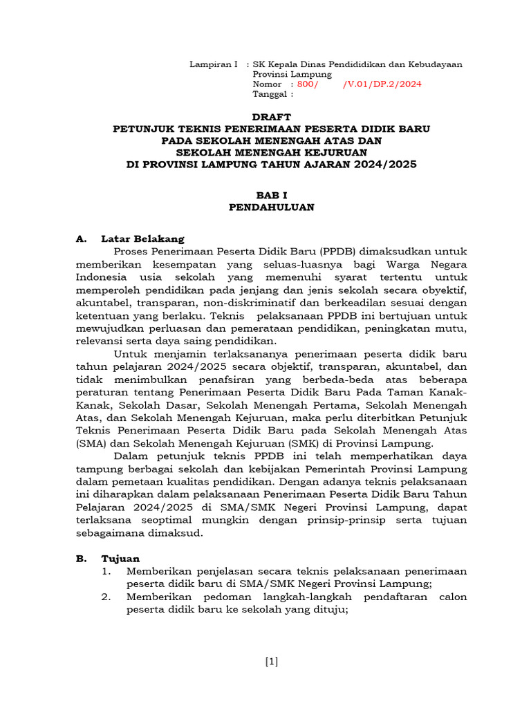 Draf Juknis PPDB 2024 - Edit 29122023 | PDF