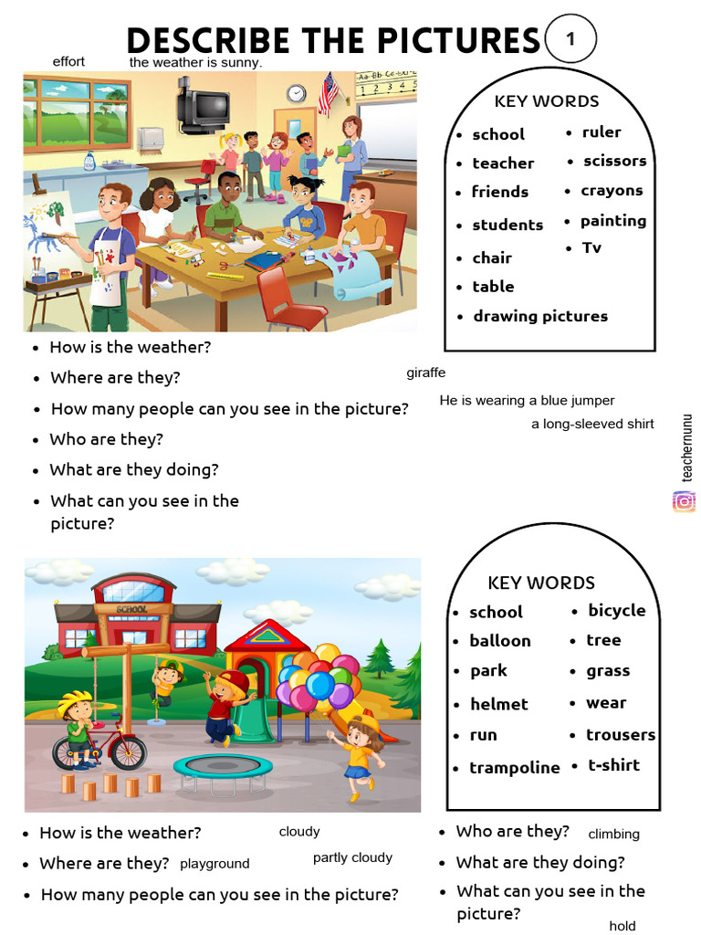 Describe The Pictures 1 2 3 | PDF | Clothing