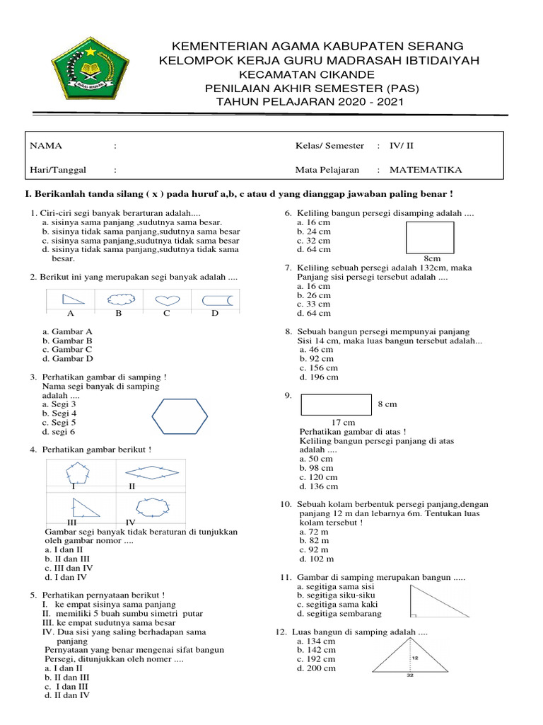SOAL PAT MATEMATIKA KELAS 4 | PDF