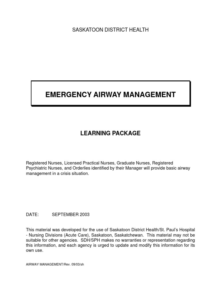 Emergency Airway Management | PDF | Lung | Respiratory System