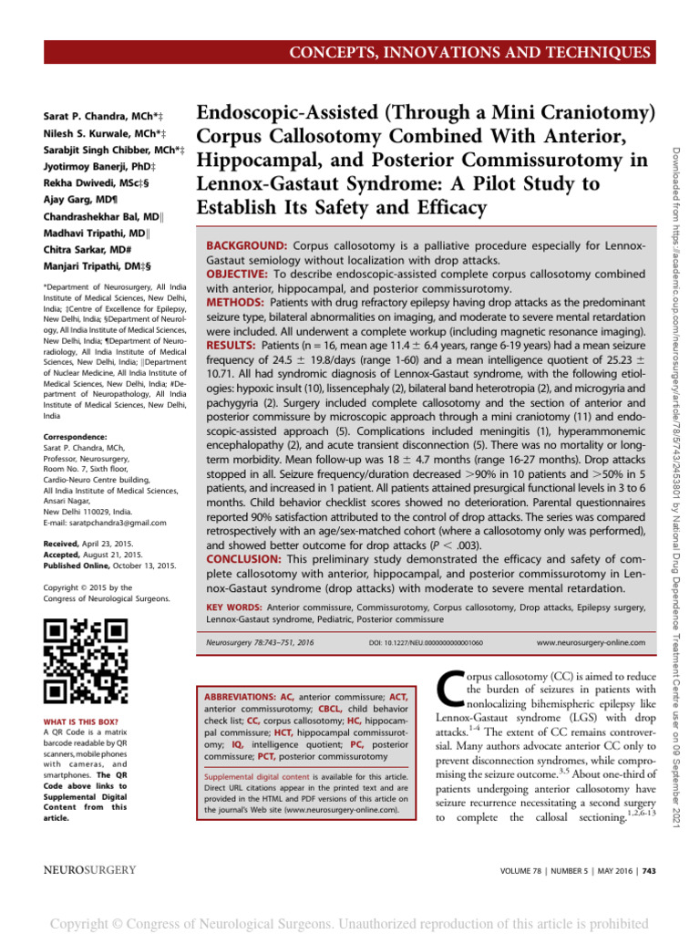 CC Aiims Paper | PDF | Epilepsy | Corpus Callosum