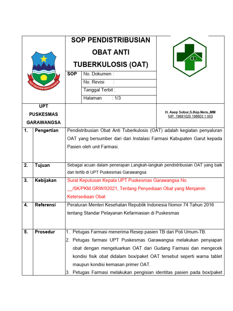 SOP Pendistribusian OAT | PDF
