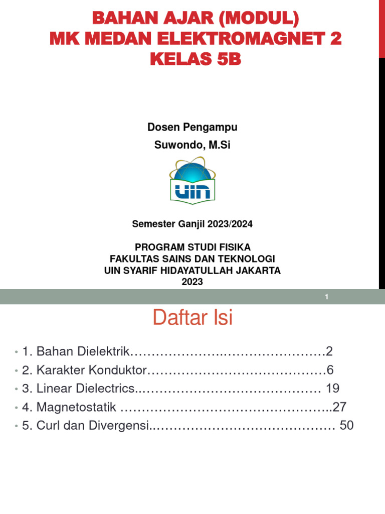 Bahan Ajar MK Medan Elektromagnet 2 | PDF | Metode & Bahan Ajar | Sains & Matematika