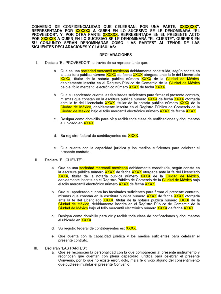 MODELO NDA | PDF | Tratado | Daños y perjuicios