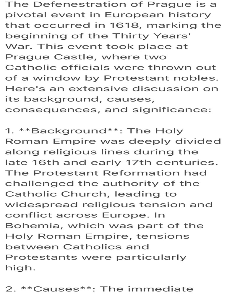 Defenestration of Prague: 1618 Event | PDF | Protestantism | Europe