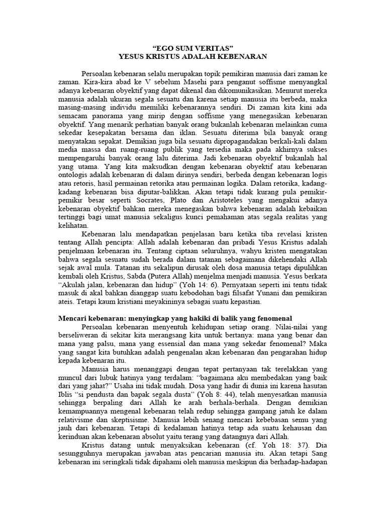 Yesus Kristus Adalah Kebenaran | PDF