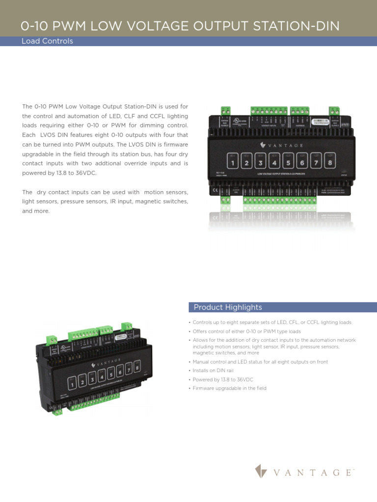 0 10 PWM Low Voltage Output Station DIN - Cutsheet | PDF | Switch ...