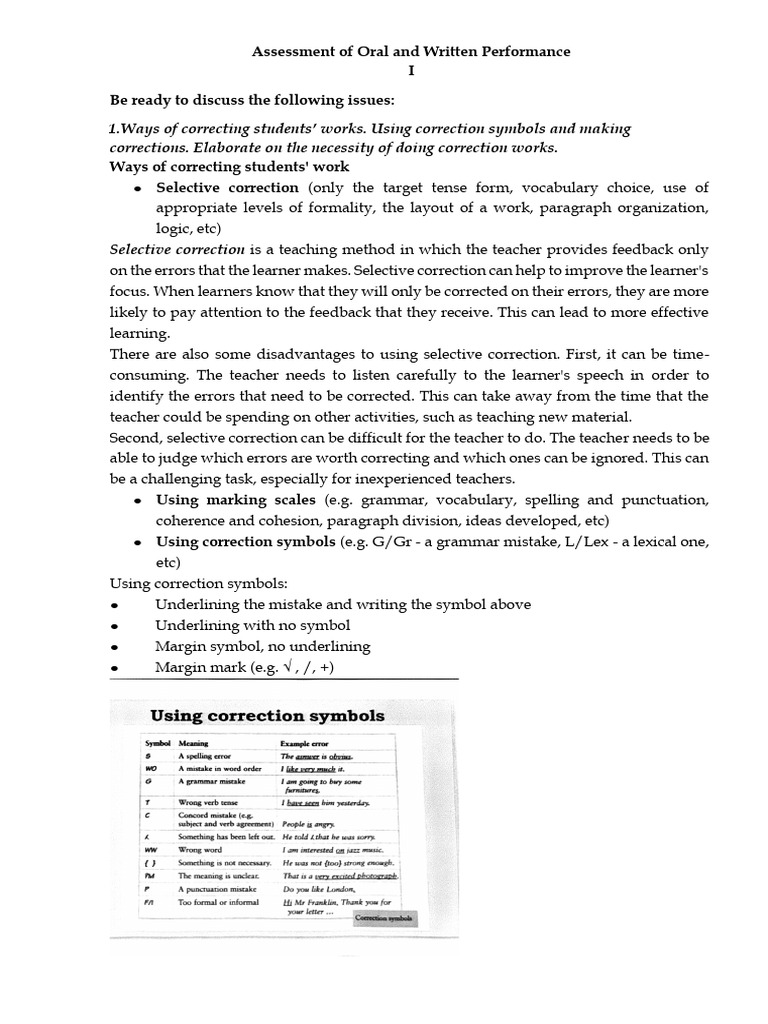 Assessment Seminar 3 Assessment of Oral and Written Performance-2 | PDF ...