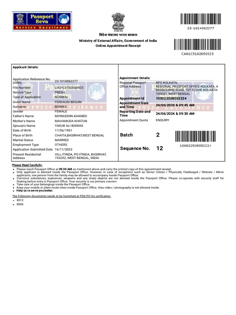 Appointment Receipt (2) | PDF | Passport | Government And Personhood