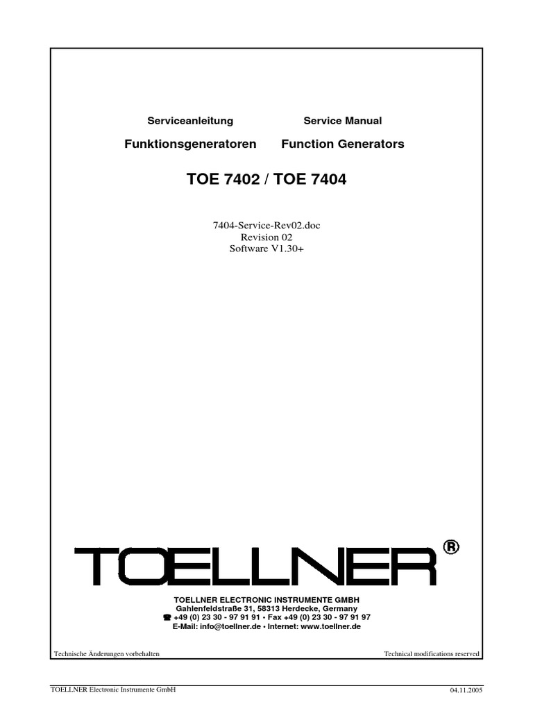 Toellner - TOE 7402 - Datasheet - ID6116 | PDF