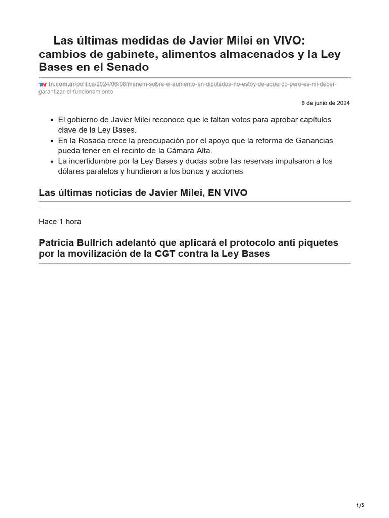 .Ar-Las Últimas Medidas de Javier Milei en VIVO Cambios de Gabinete Alimentos Almacenados y La ...
