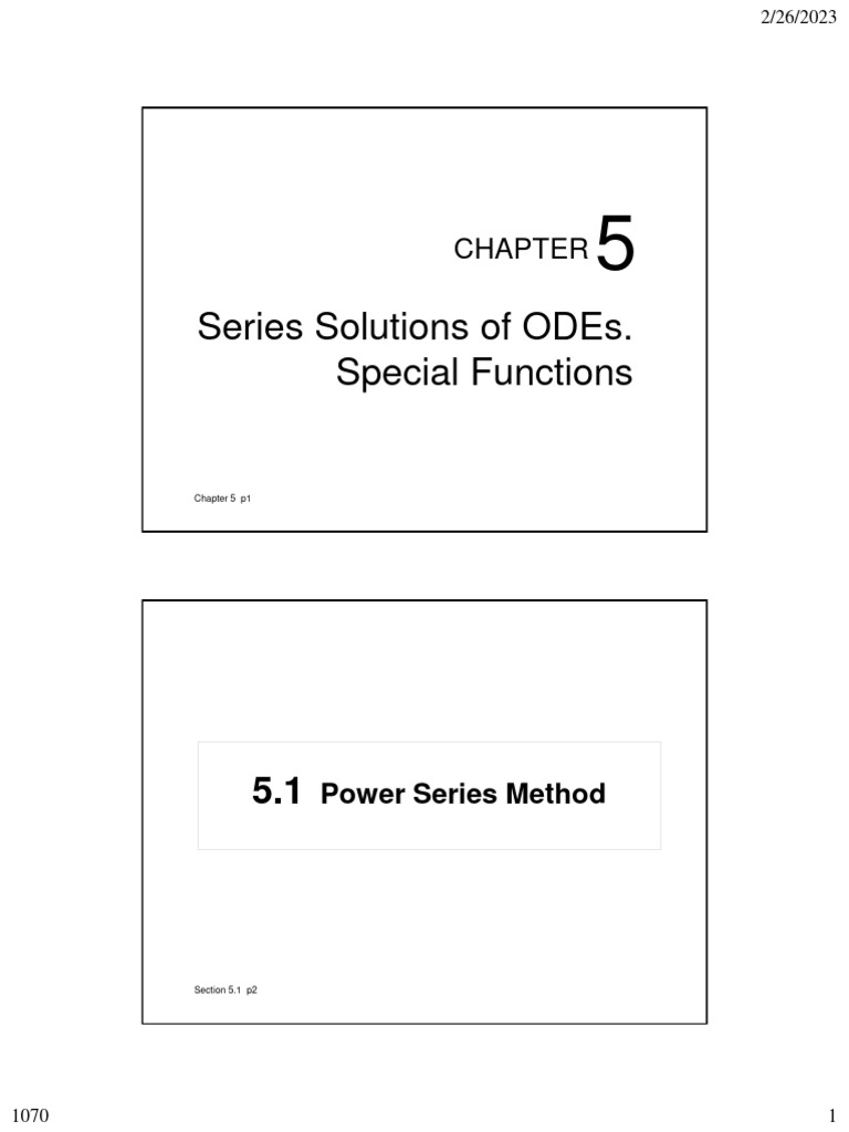 Chapter 05 Series Solutions of ODEs | PDF | Power Series | Ordinary ...