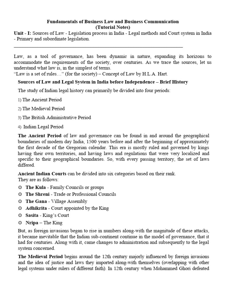 Business Law Unit I Tutorials | PDF | Tribunal | Supreme Courts