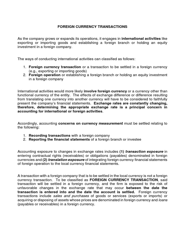 Foreign Currency Transaction Accounting | PDF | Exchange Rate | Balance ...