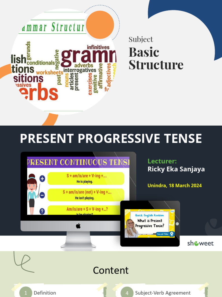 Present Progressive Tense | PDF | Verb | Senses