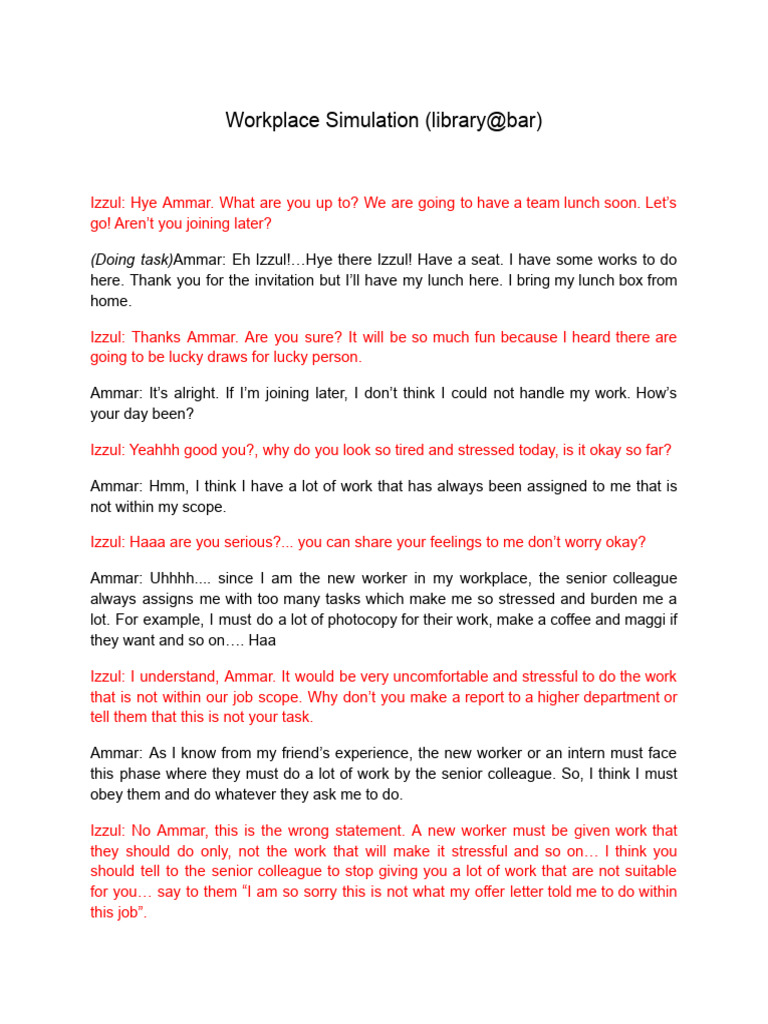 Workplace Simulation | PDF