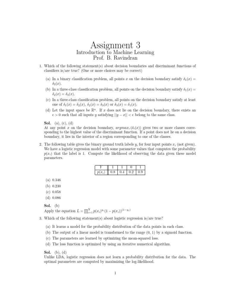 Ml Assignment 3 Pdf Statistical Classification Machine Learning