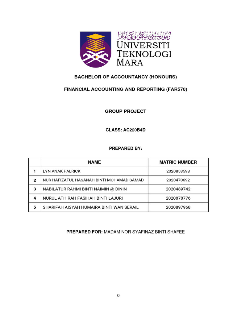 Financial Accounting Project Report 2021 | PDF | Debits And Credits ...
