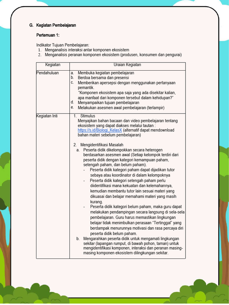 0063 Pertemuan 1 MODUL AJAR BIOLOGI SMA FASE E Ekosistem - Nur Risnawati Kusuma | PDF | Karier ...