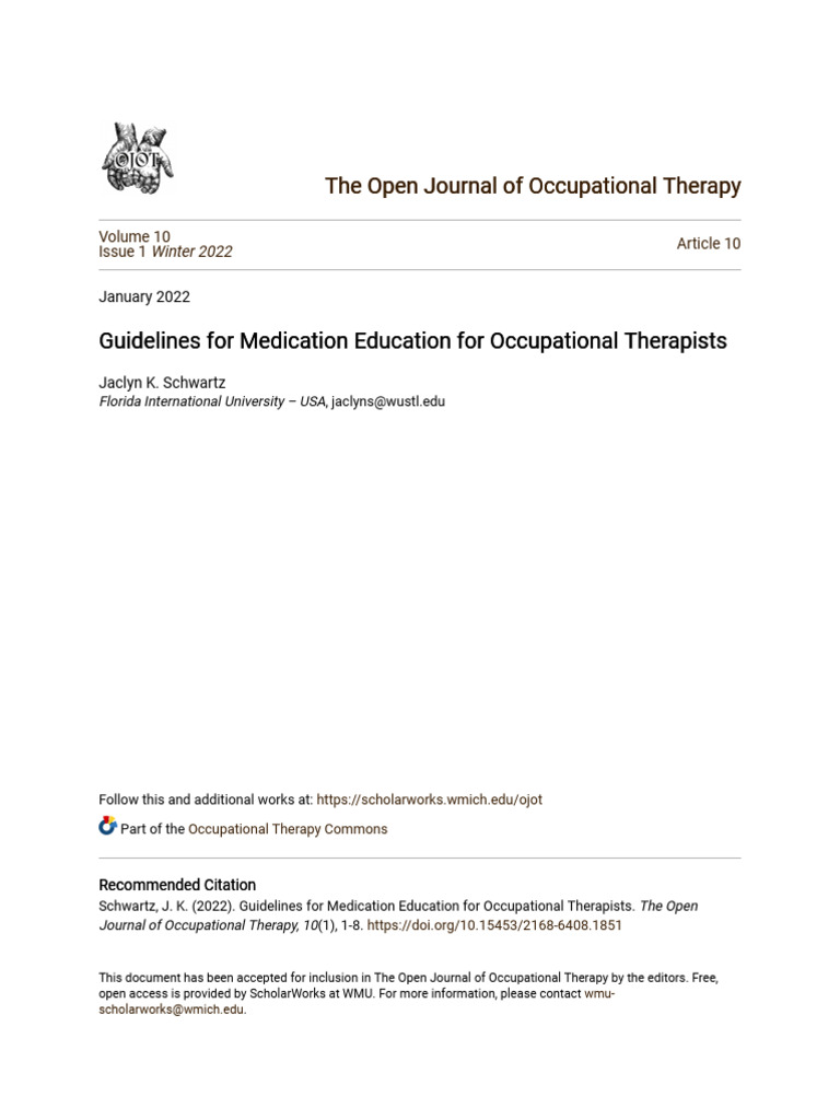 Medication Education Guidelines for OTs | PDF | Occupational Therapy ...