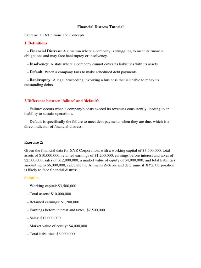 Financial Distress Tutorial | PDF
