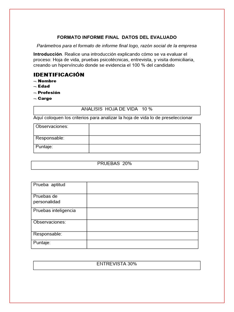 FORMATO DE INFORME FINAL 2024 | PDF