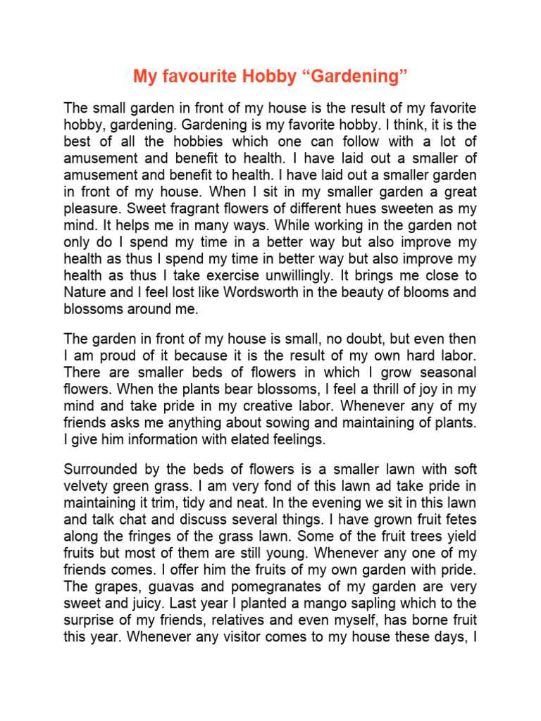 My Favourite Hobby | PDF