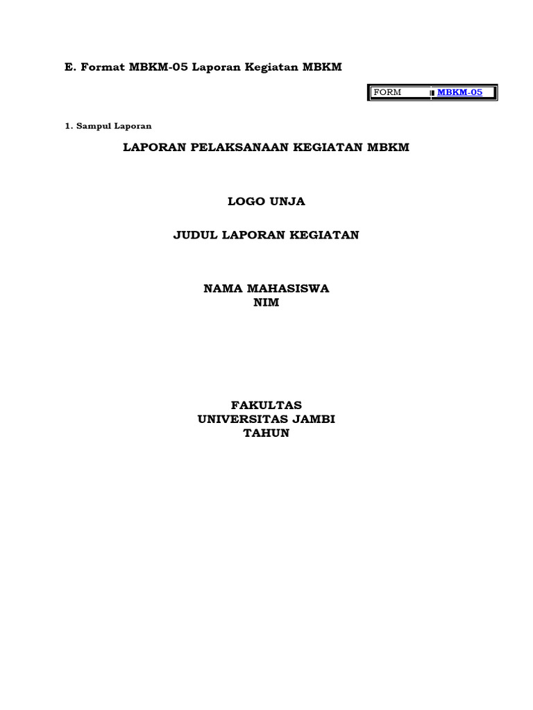 E. Format MBKM-05 Laporan Kegiatan MBKM | PDF