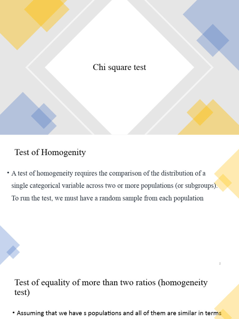 Lecture _Chi Square Test_Test of Homogenity | PDF | Statistical ...
