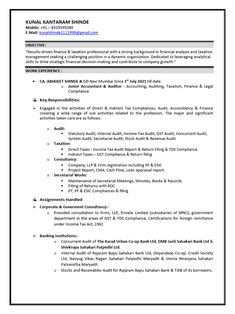 KUNAL CV | Download Free PDF | Audit | Taxes