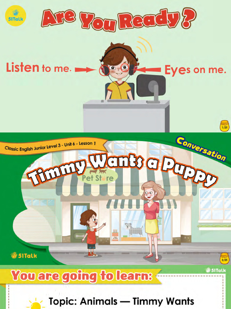 Level 3 - Unit 6 - Lesson 1 - Timmy Wants A Puppy | PDF