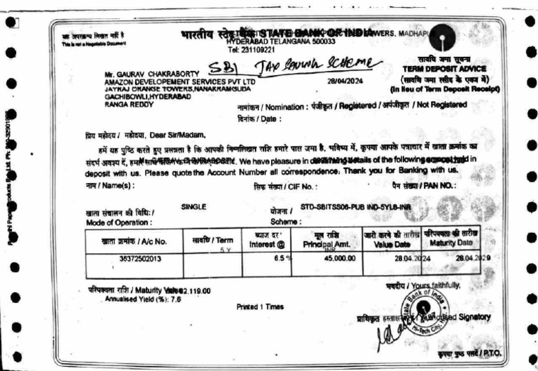 FD Certificate FY 2024 - 2025 | PDF