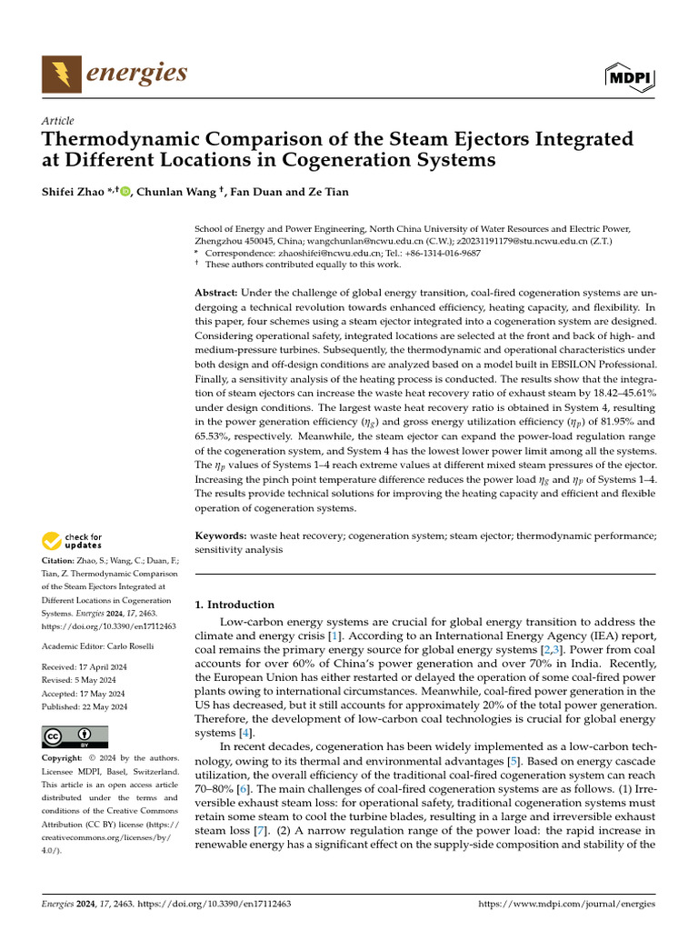 Thermodynamic Comparison Of The Steam Ejectors Int Pdf Cogeneration