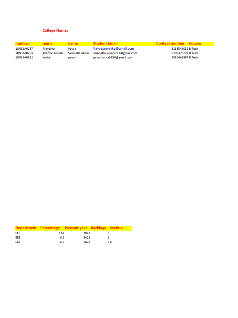 Students Details Template EEE | PDF | Technology & Engineering