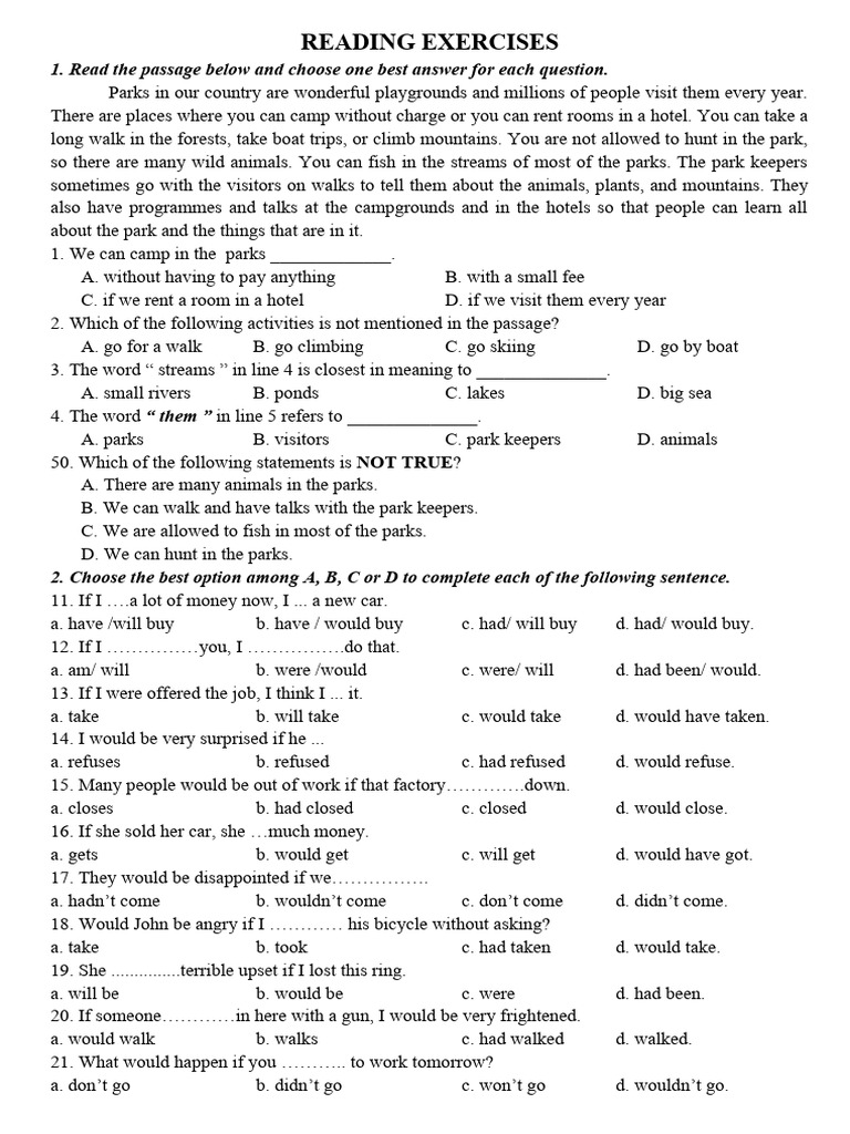 Reading Exercises | PDF | Sharks | Erosion