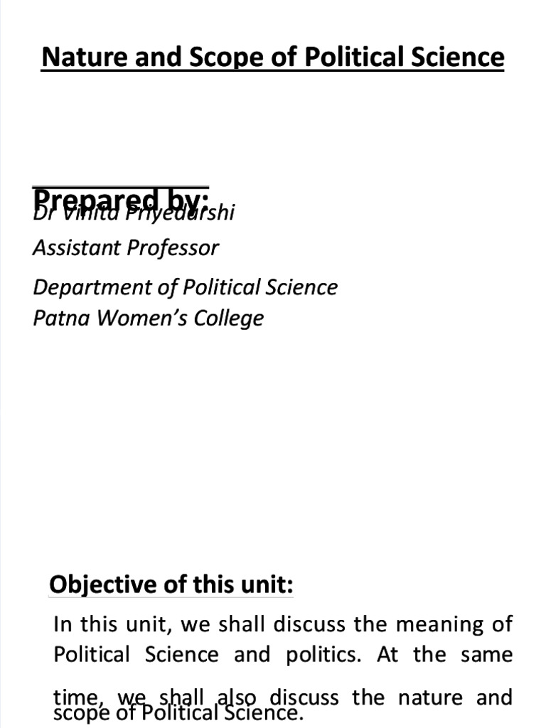 Nature and Scope of Political Science | PDF | Science | Liberal Arts ...