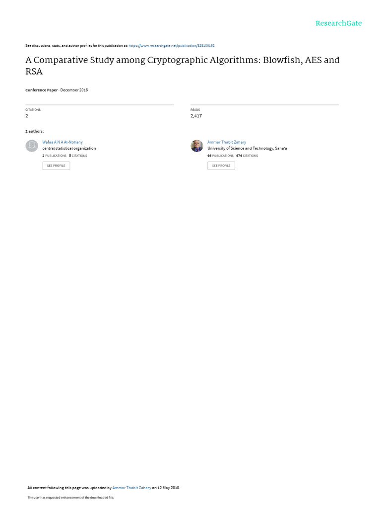 AComparative Study Among Cryptographic Algorithms | PDF | Cryptography | Key (Cryptography)