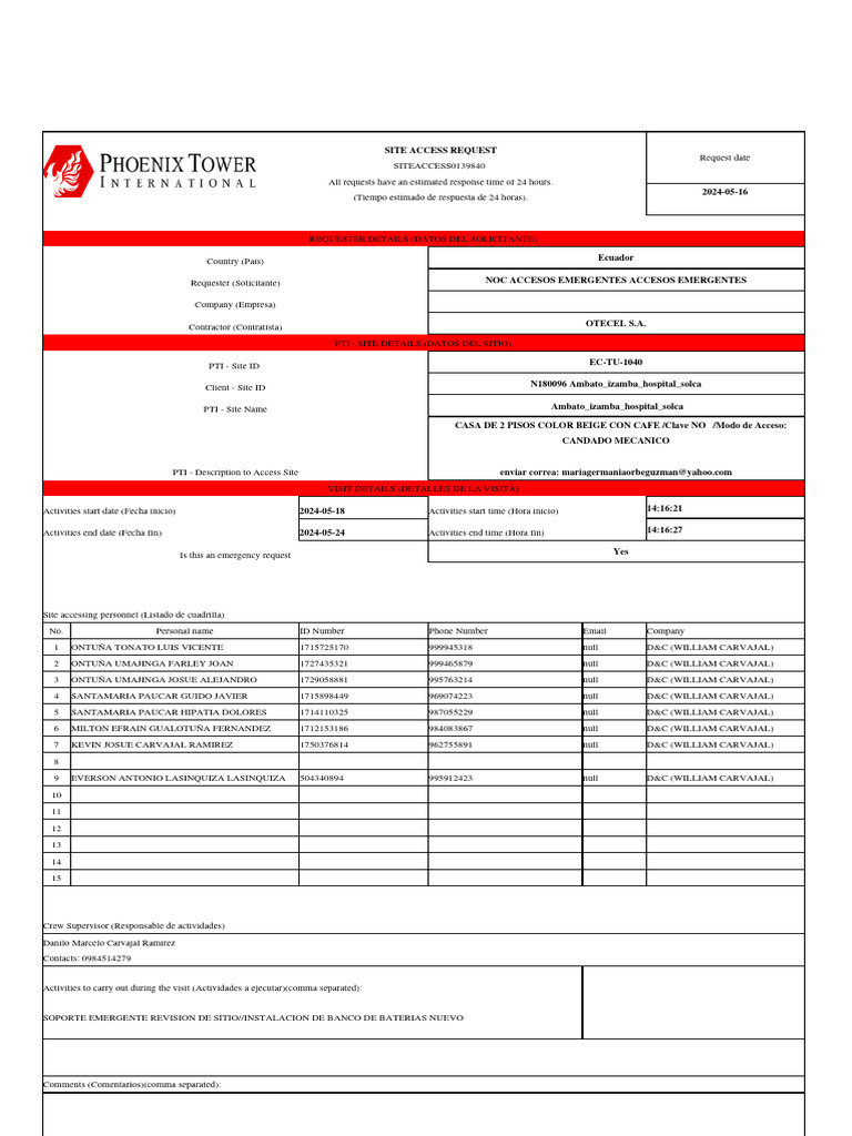 Site Access Request Form | PDF