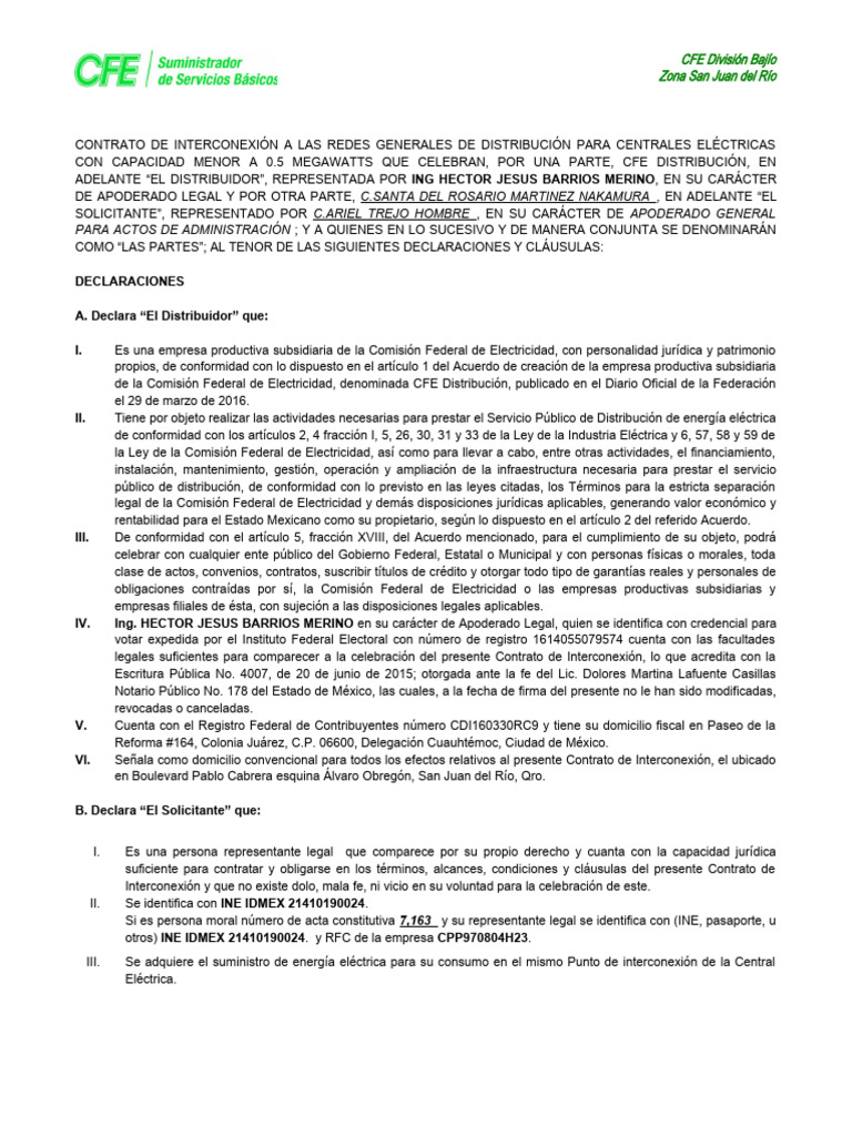 Contrato Interconexión Actualizado CPP 2024 | PDF | Ingenieria Eléctrica | México