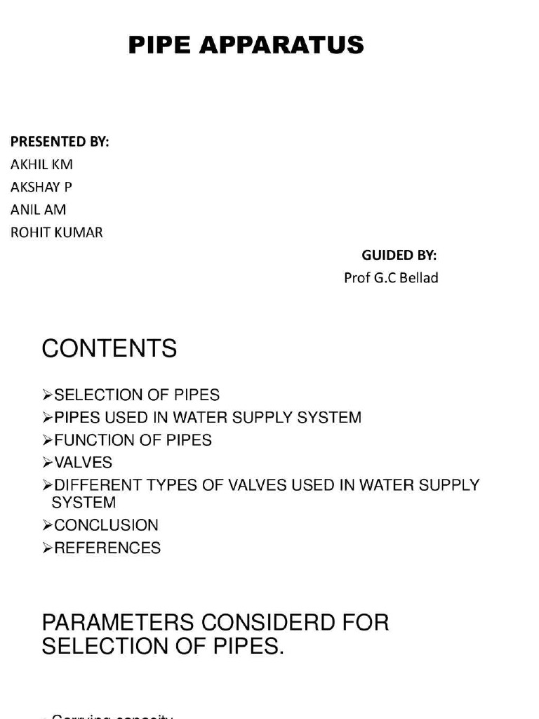 .Pipe Water Distribution System | PDF