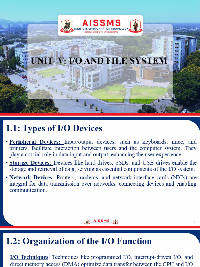 OS - Unit V | PDF | Input/Output | File System