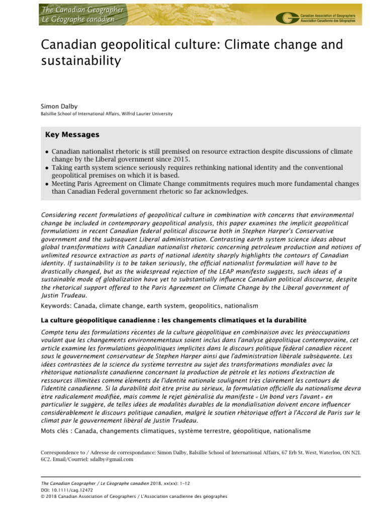 Dalby2018-The Canadian Geographer 2F Le G-Ographe Canadien | PDF ...